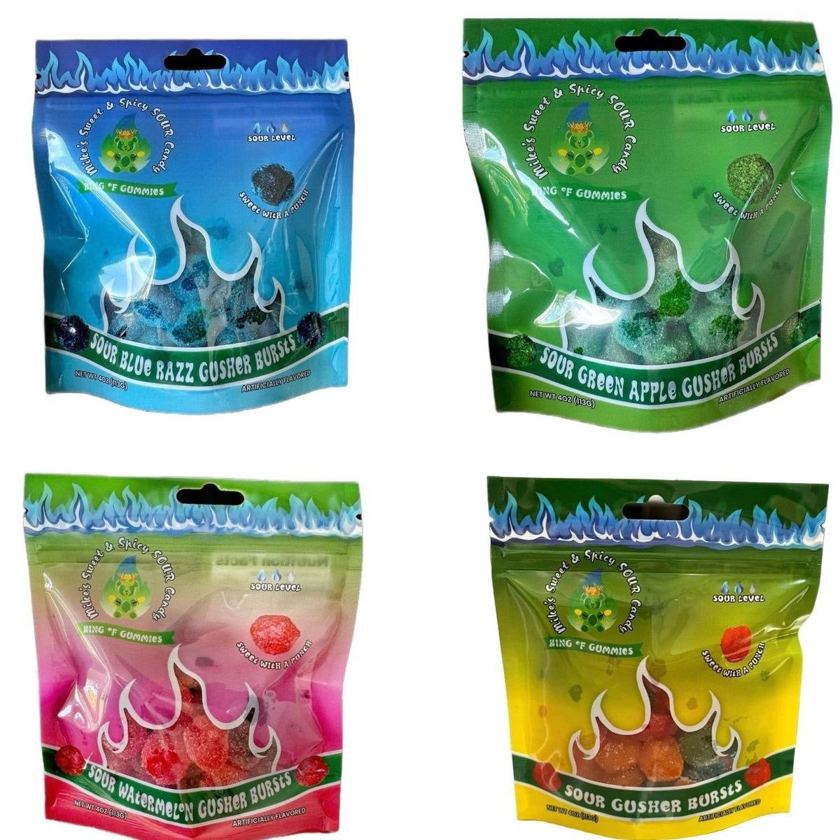 SOUR GUSHER BURSTS VARIETY 4 PACK (1lb Total) – MIKE'S SWEET AND SPICY